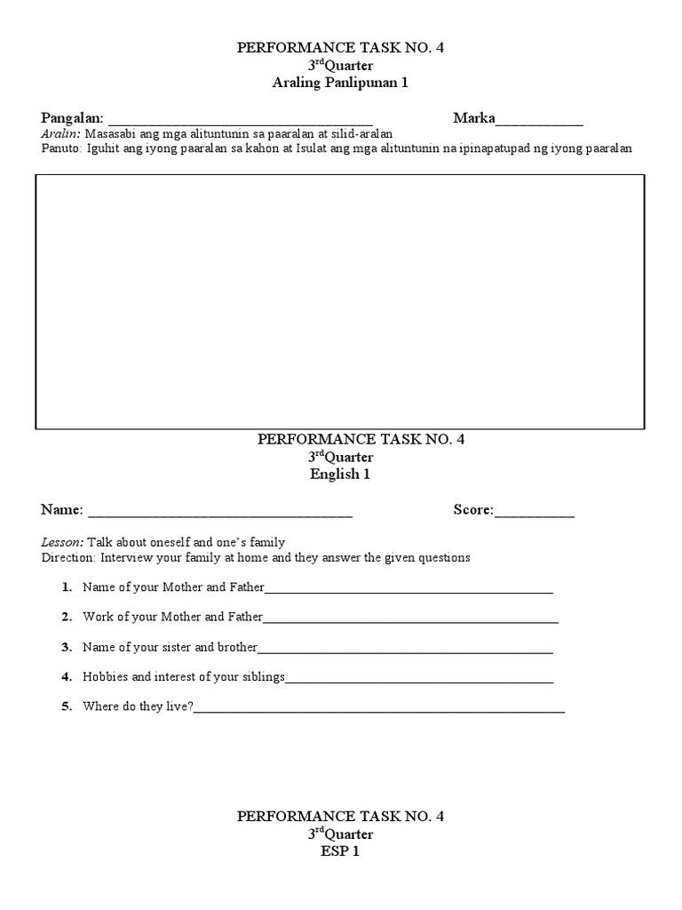 4th Performance Task 3rd Quarter | PDF