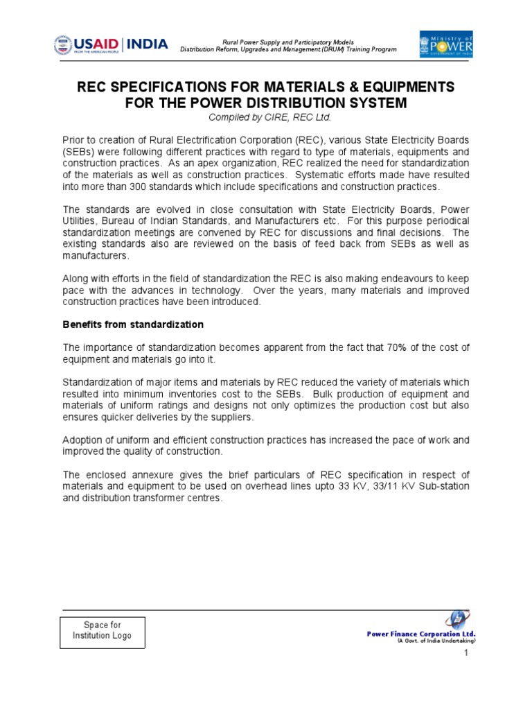 RPS 6-10 REC Specifications For Materials & Equipments For T (1 ...