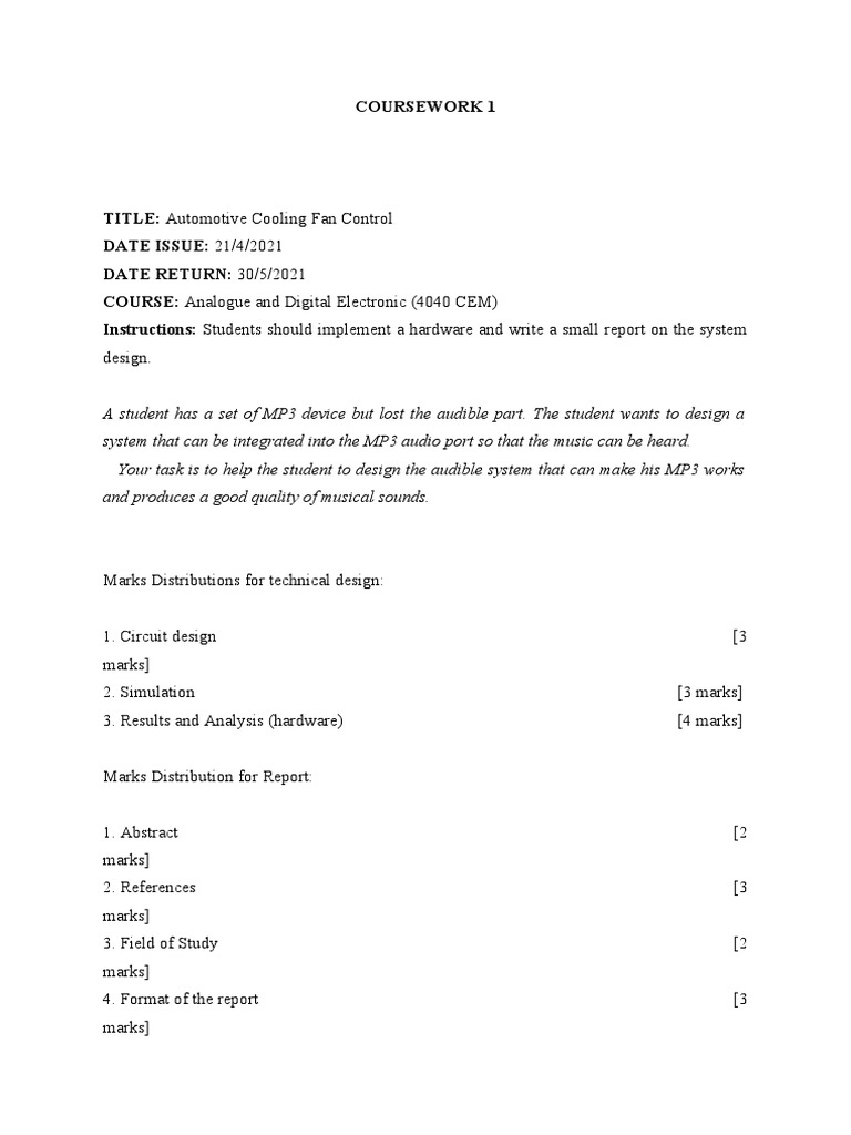 Coursework 1 (4040CEM) | PDF | Amplifier | Operational Amplifier