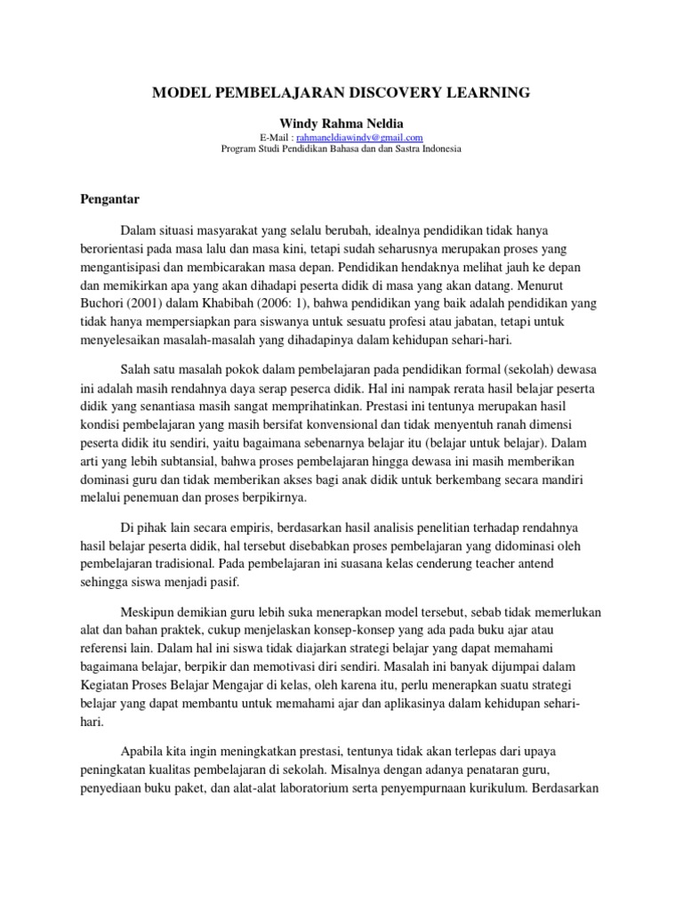 Model Pembelajaran Discovery Learning | PDF | Karier & Perkembangan