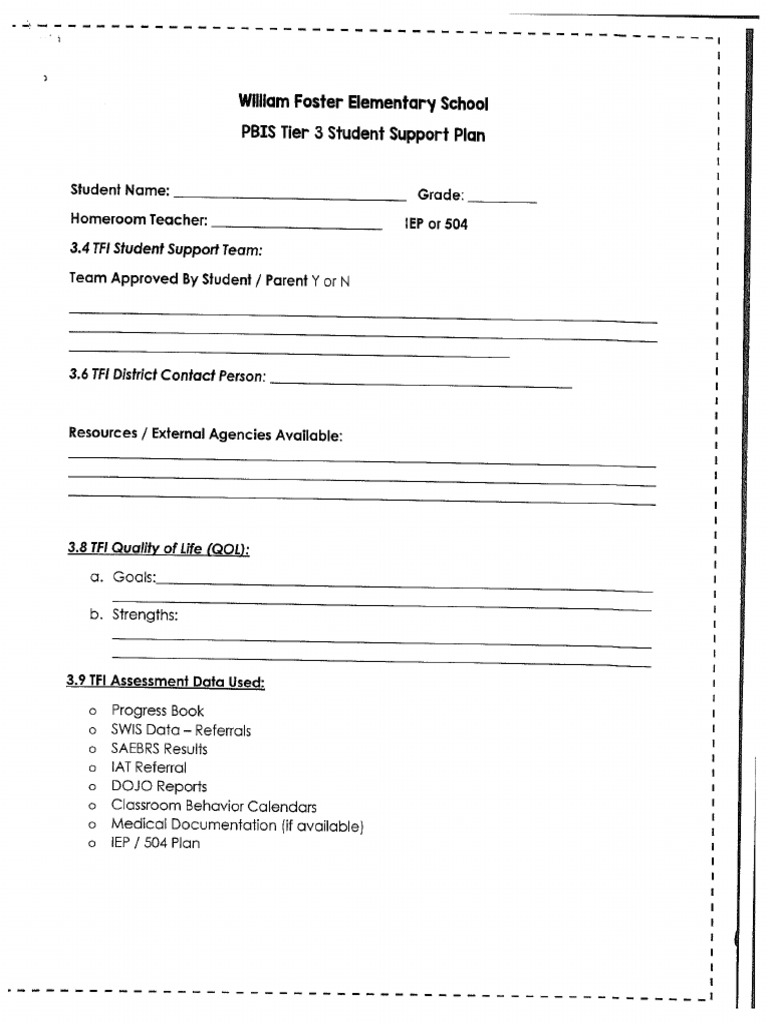 Pbis Tier 3 Support Plan | PDF