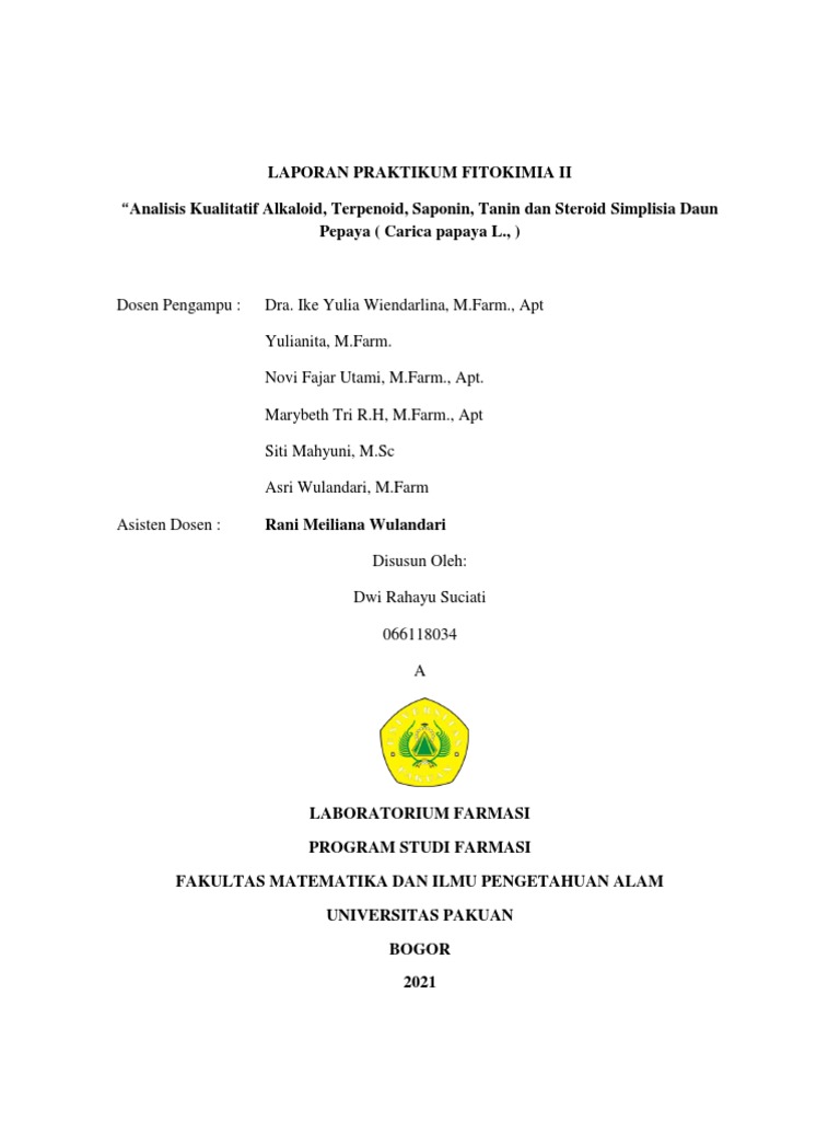 Laporan Praktikum Fitokimia | PDF