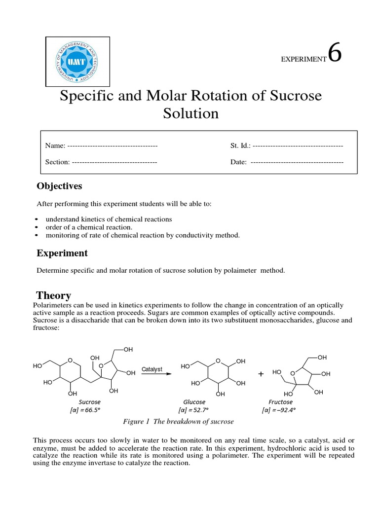 CH-314 Lab Experiment 6 | PDF | Sucrose | Physical Sciences