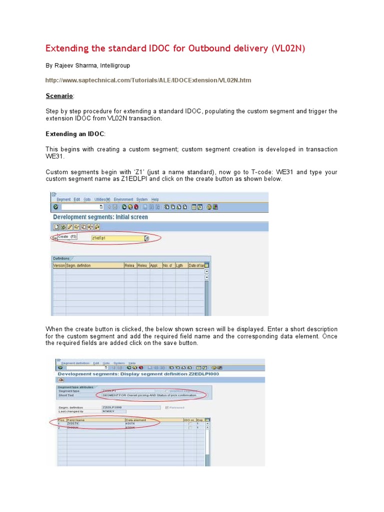 Extend IDOC for VL02N Delivery | PDF | Electronic Data Interchange ...