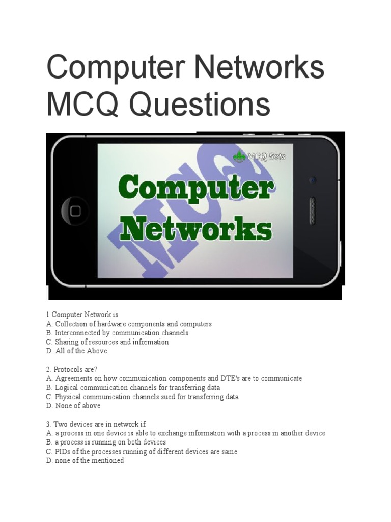 Computer Networks MCQ Questions | PDF | Internet Protocol Suite | Computer Network