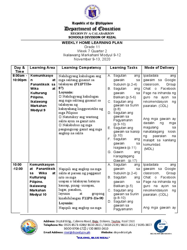 WHLP Week 7 Komunikasyon | PDF