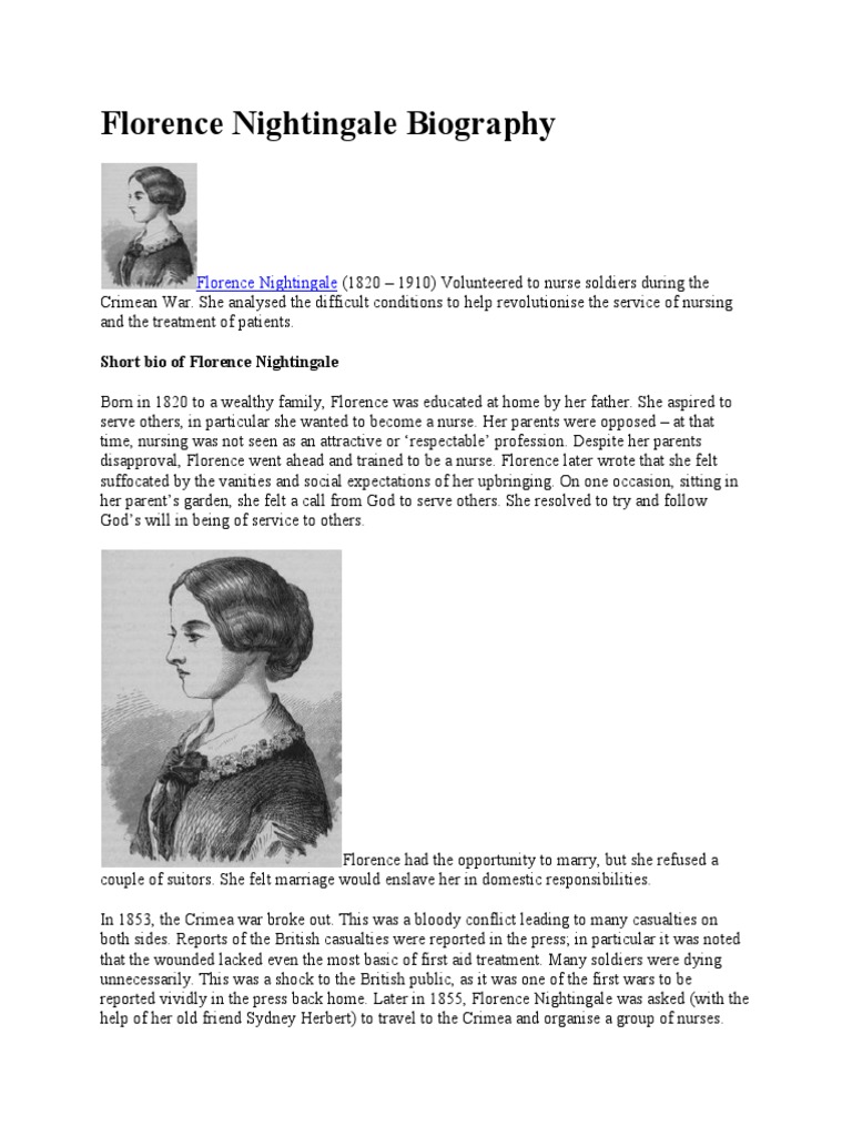 A Short Biography Florence Nightingale