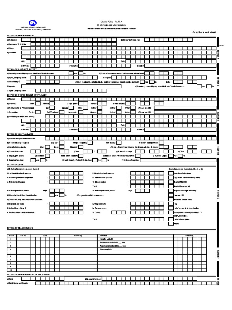 Health Claim Form | PDF | Insurance | Hospital