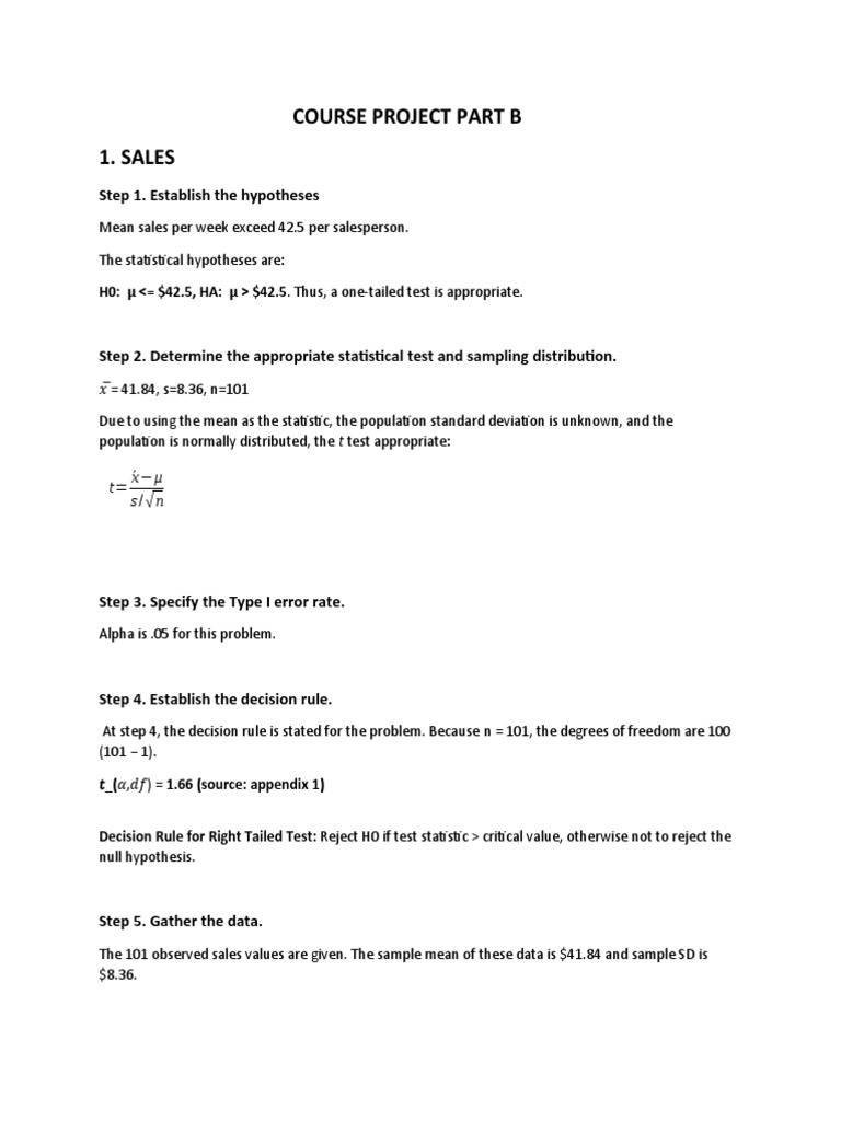 Part B Hypothesis Testing And Confidence Intervals Pdf Statistical