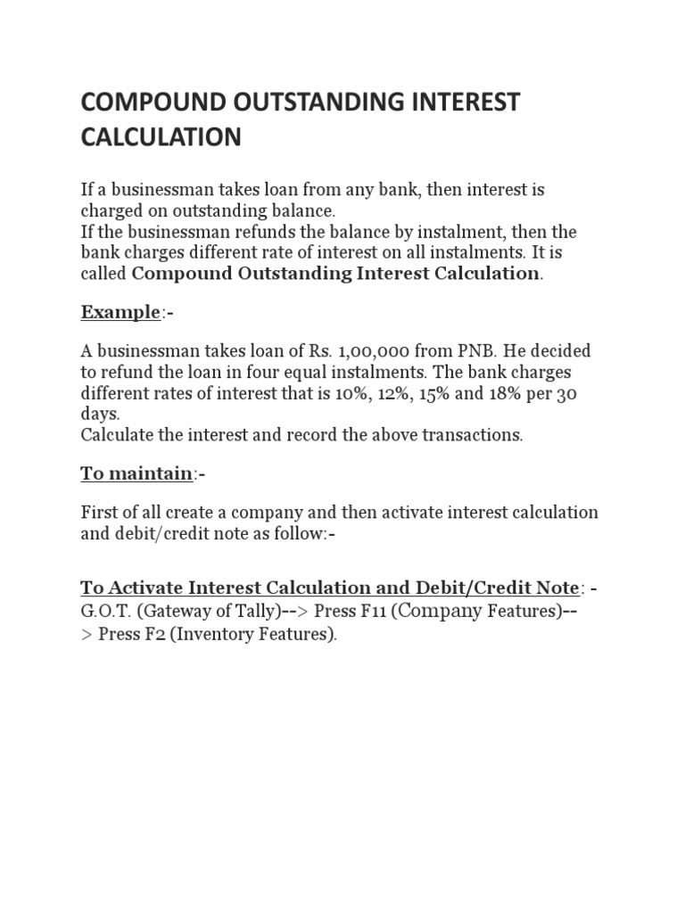 Compound Outstanding Interest Calculation | PDF | Debits And Credits ...