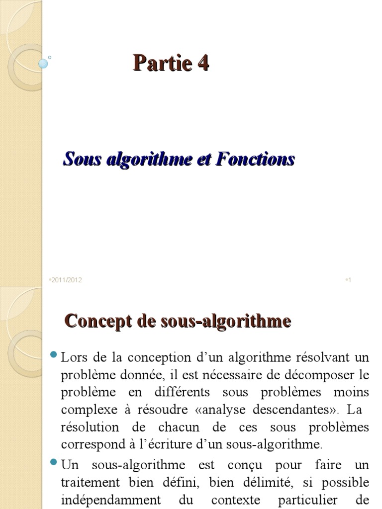 Algorithme Fonction | PDF | Fonction (Mathématiques) | Paramètre ...