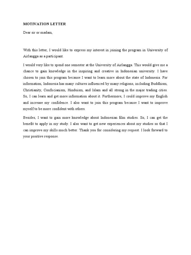 Motivation Letter | PDF