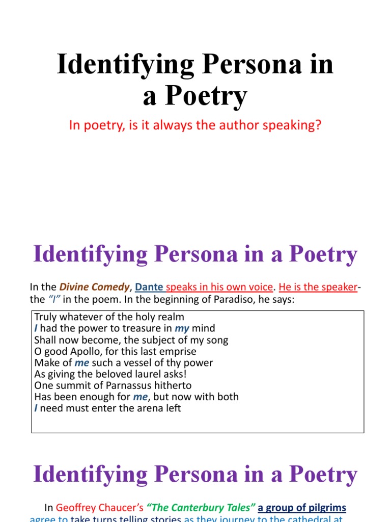 Identifying Persona in A Poetry | PDF