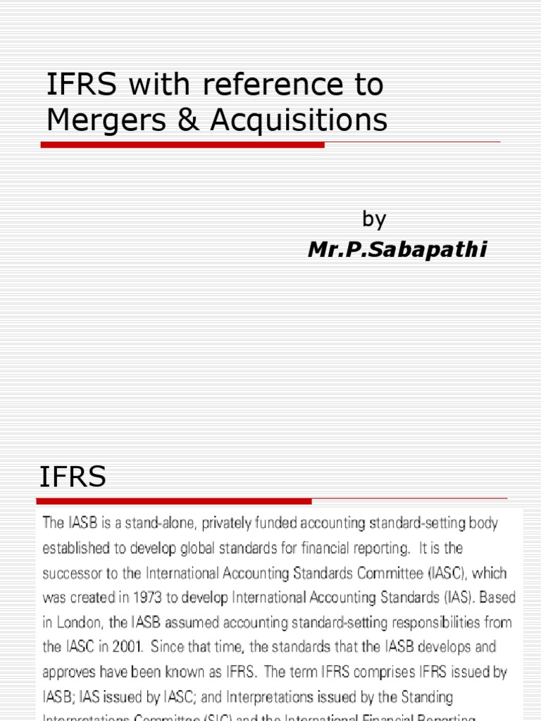 IFRS With Reference To Mergers & Acquisitions | PDF | Mergers And ...