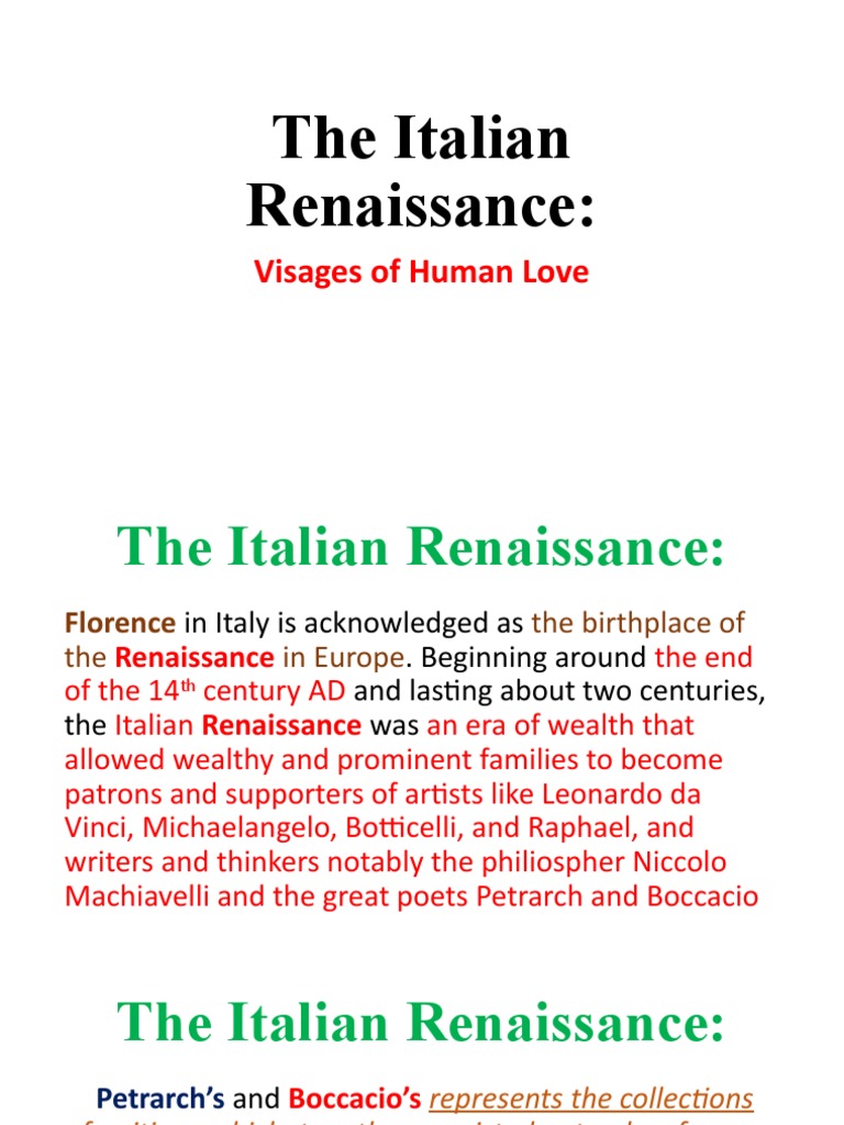 The Italian Renaissance | PDF | Sonnets | Poetic Form