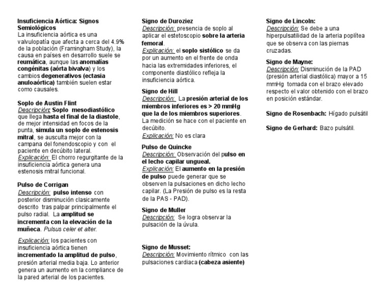 Signos clínicos de la insuficiencia aórtica: una descripción de los ...
