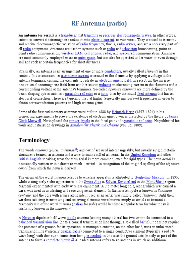 RF Antenna (Radio) : Terminology | Download Free PDF | Antenna (Radio ...