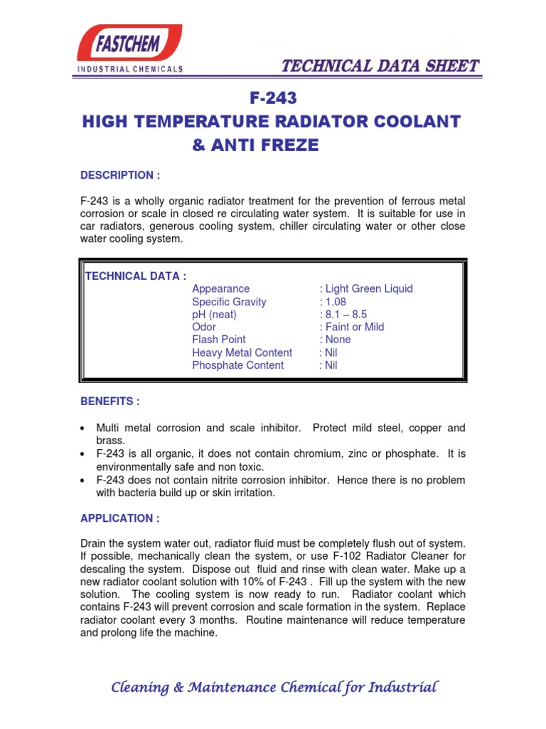 TDS F-243 HT. Radiator Coolant (Eng) | PDF
