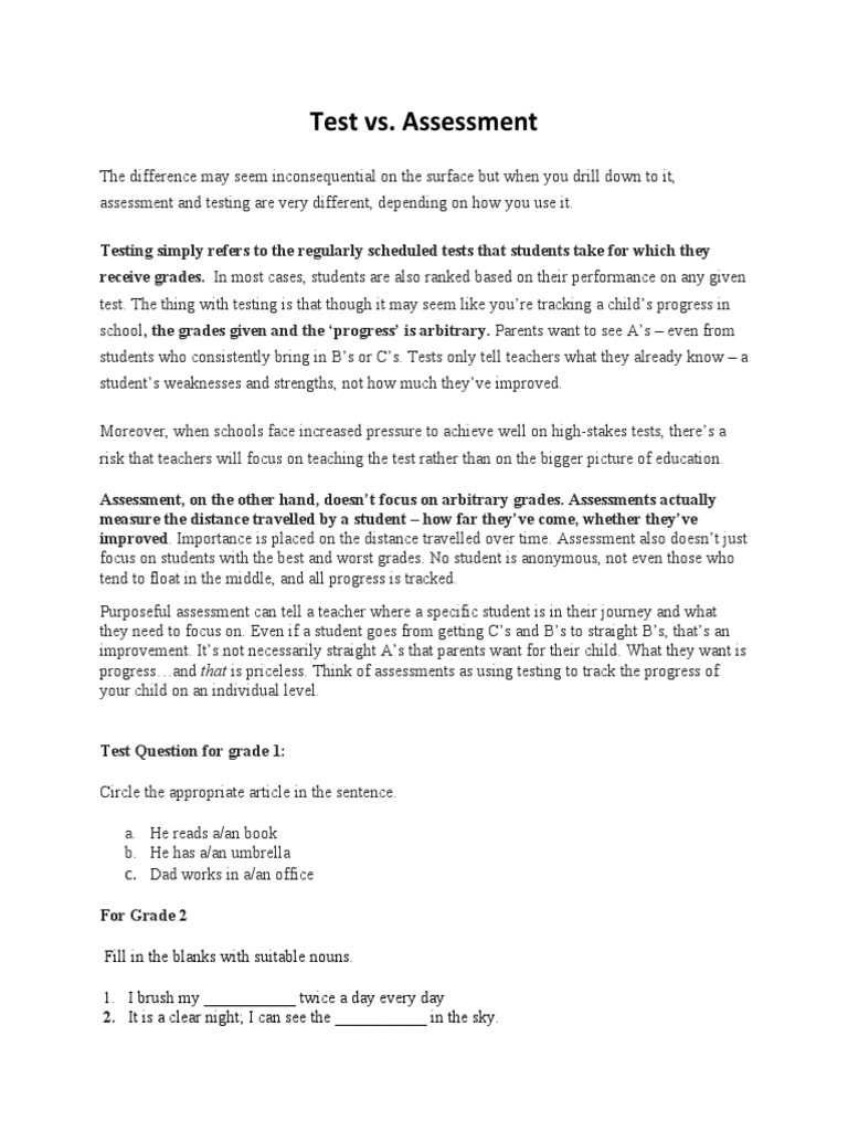 Test vs. Assessment | PDF | Verb | Morphology