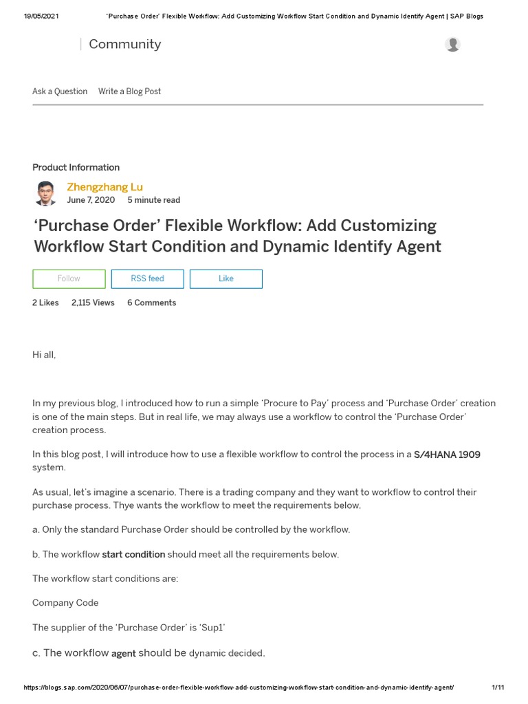 Purchase Order Flexible Workflow Add Customizing Workflow Start Condition And Dynamic