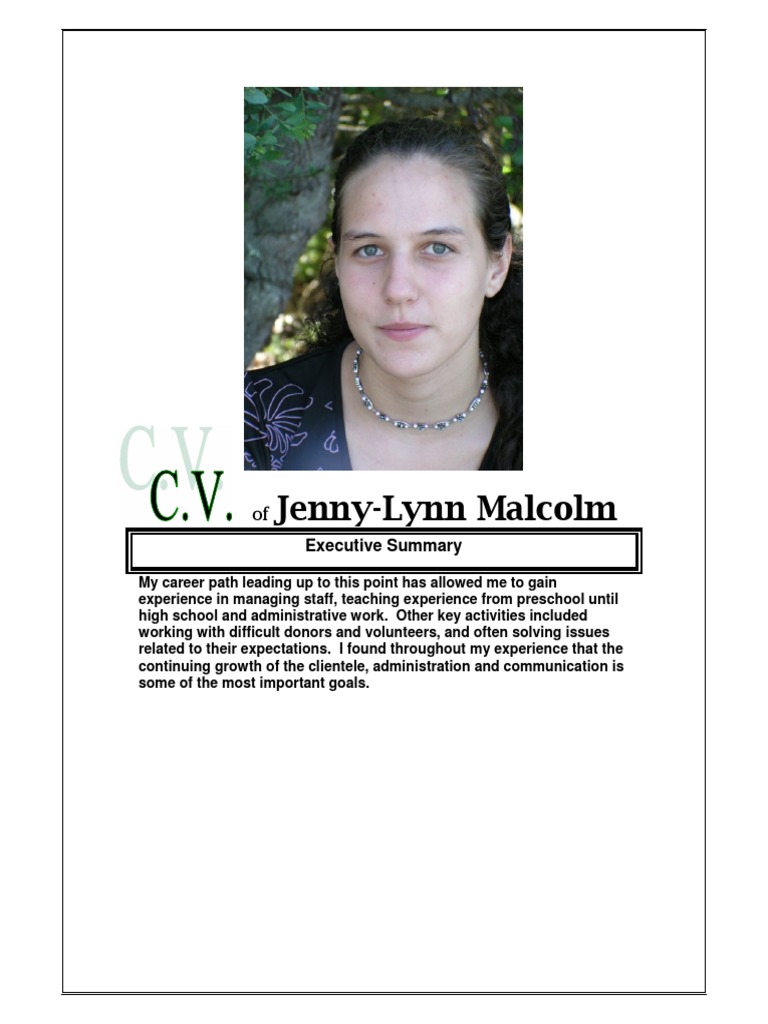 Jenny-Lynn Malcolm CV - May 2021 | PDF | Preschool | Teachers