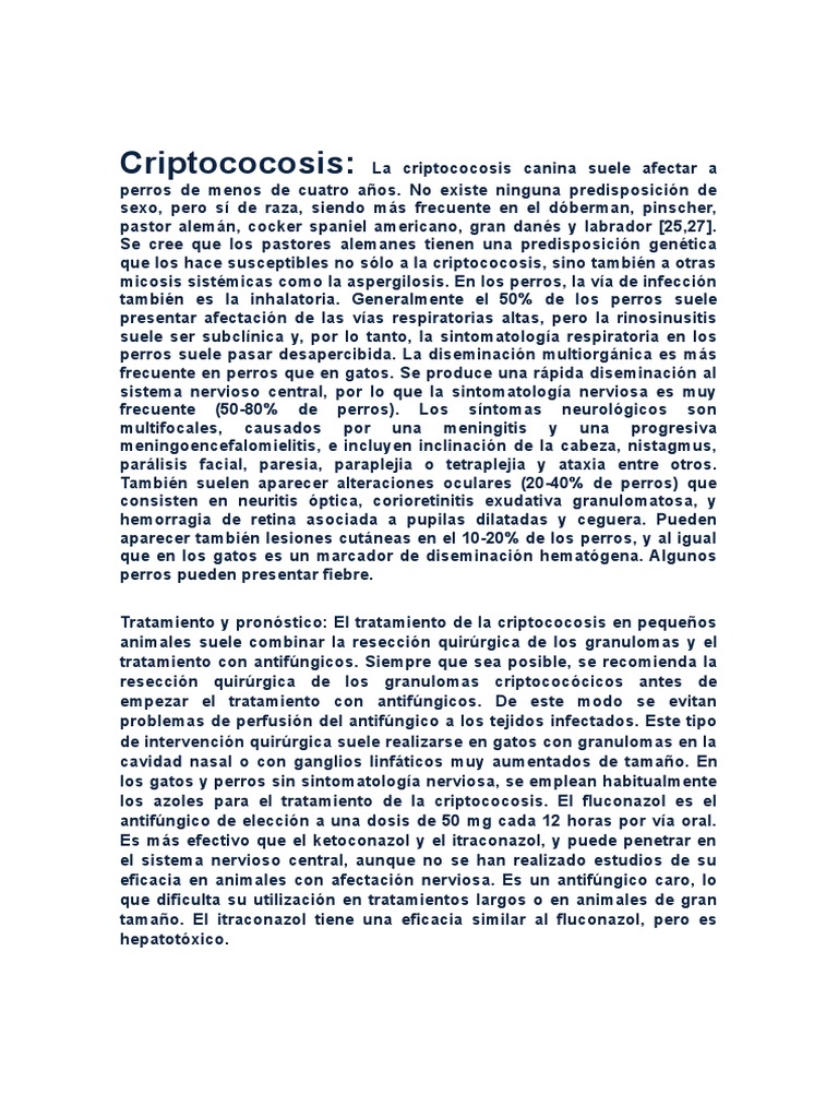 Criptococosis | PDF | Gatos | Enfermedades y trastornos