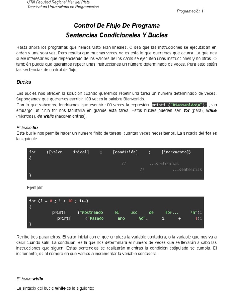 Control de Flujo en Programación C | PDF | Flujo de control ...