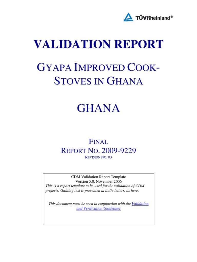 Validation Report for the "Gyapa Improved Cook-Stoves in Ghana | PDF ...