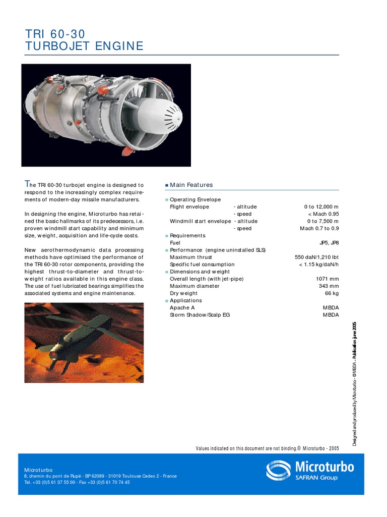 T R I 6 0 - 3 0 Turbojet Engine: Main Features | Download Free PDF ...