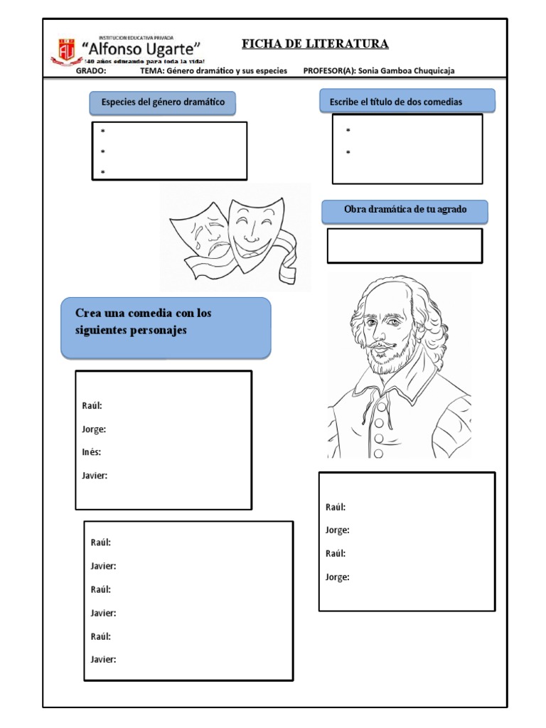 Ficha de Literatura-Géneros Dramático y Sus Especies | PDF