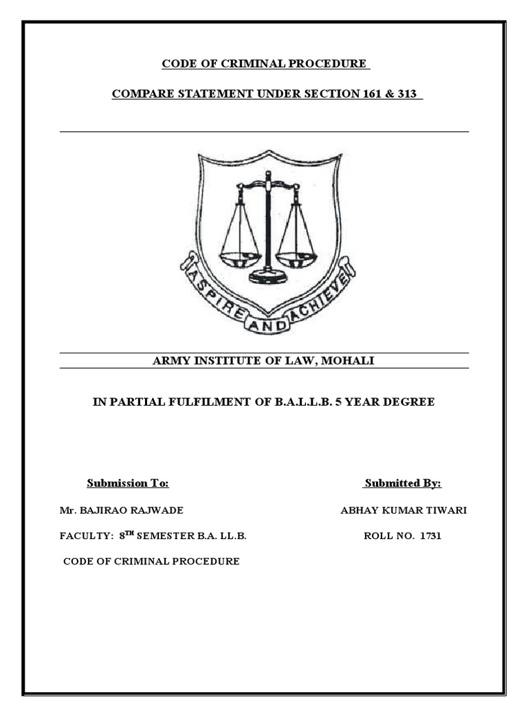 CRPC Project Sem 8th | Download Free PDF | Witness | Public Law