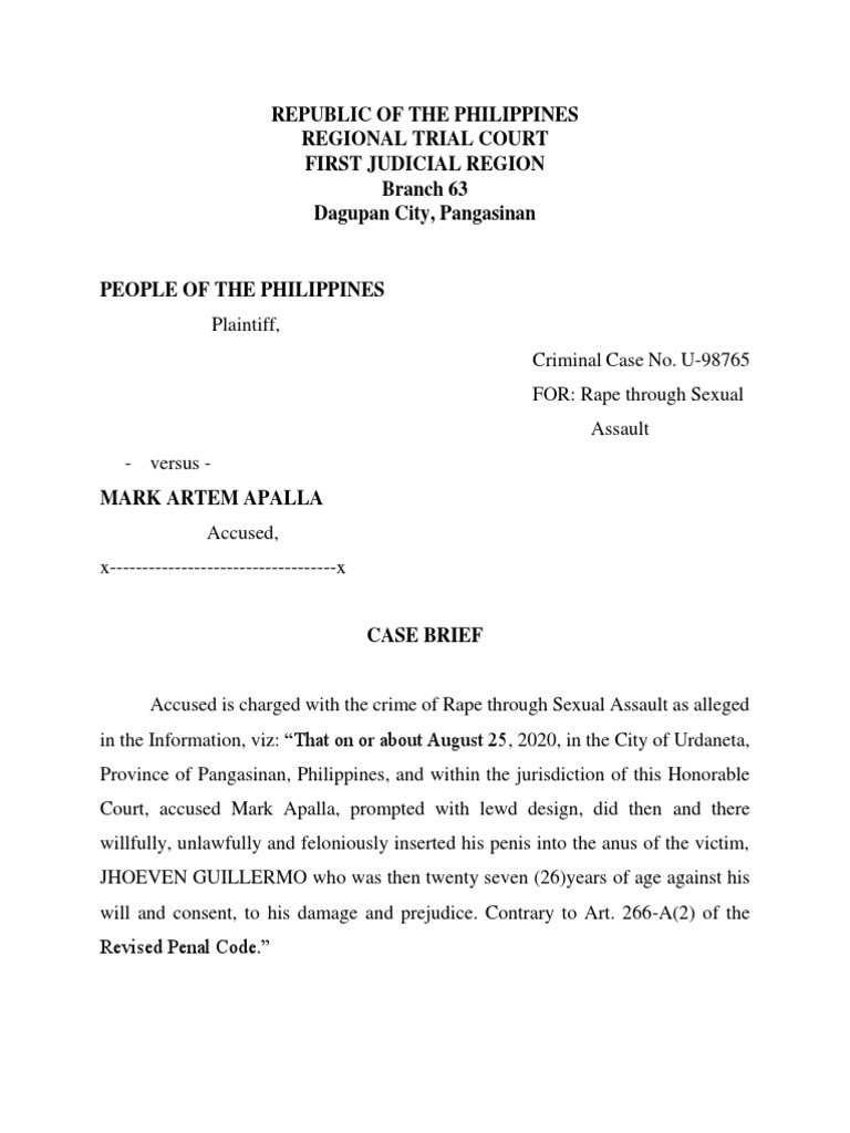 Republic of The Philippines Regional Trial Court First Judicial Region ...