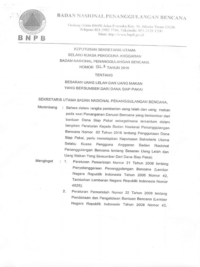SK 136.B Uang Lelah Dan Uang Makan DSP | PDF