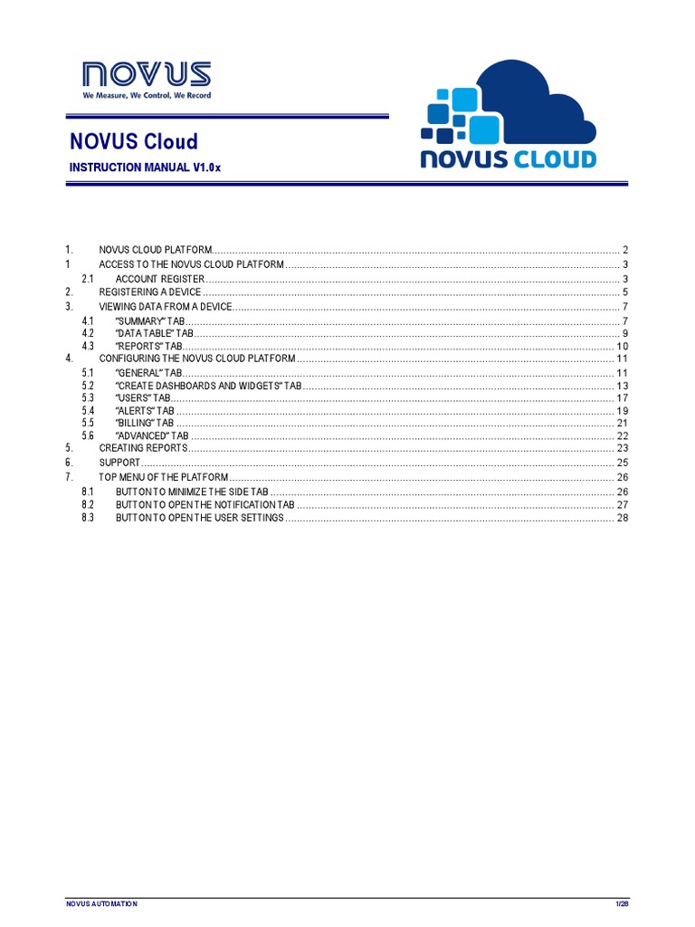 Manual Novus Cloud v10x en | PDF | Comma Separated Values | Cloud Computing