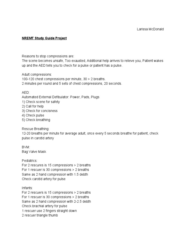 NREMT Study Guide Project | PDF | Heart | Respiratory System