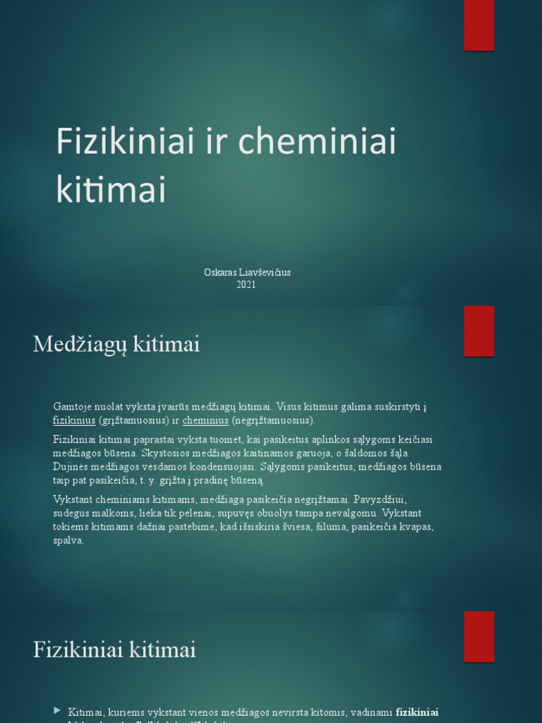 Fizikiniai Ir Cheminiai Kitimai | PDF