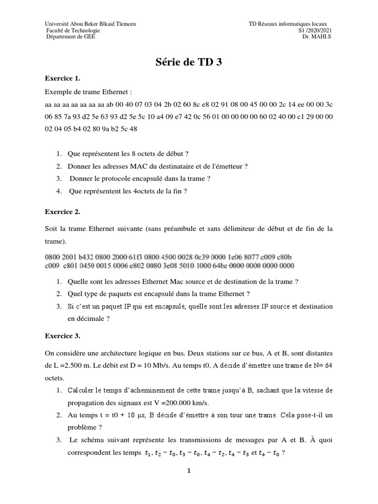 Série de TD 3: Module NS522 ELN3 | PDF | Méthodes et références pédagogiques | Ordinateurs