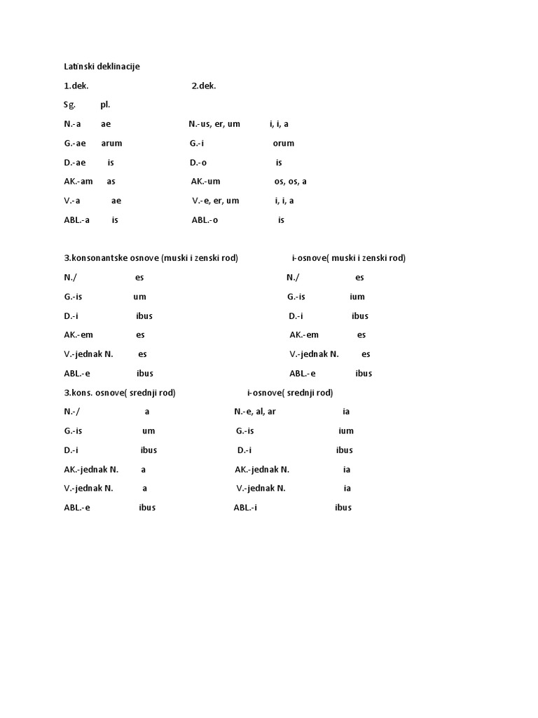 Latinski Deklinacije | PDF