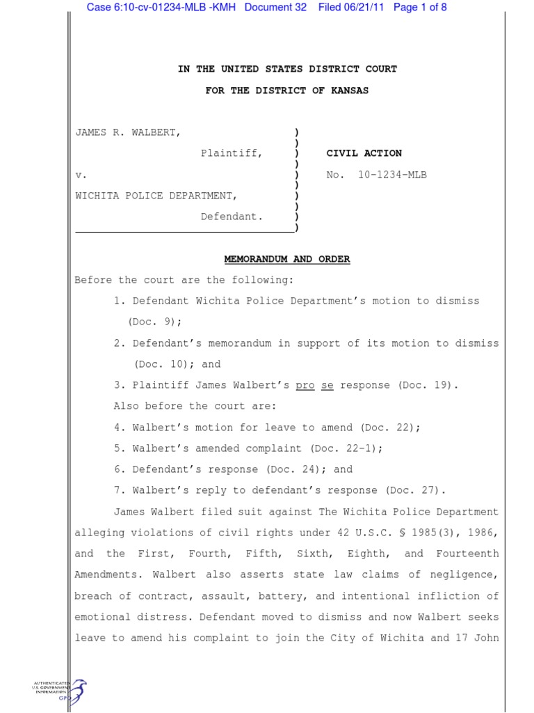 James R Walbert Case | PDF | Complaint | Pro Se Legal Representation In ...