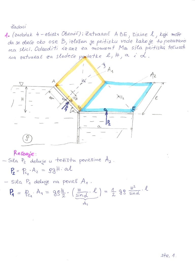 Vezbe 4. - Sila Pritiska Tecnosti Na Ravne Povrsi | PDF