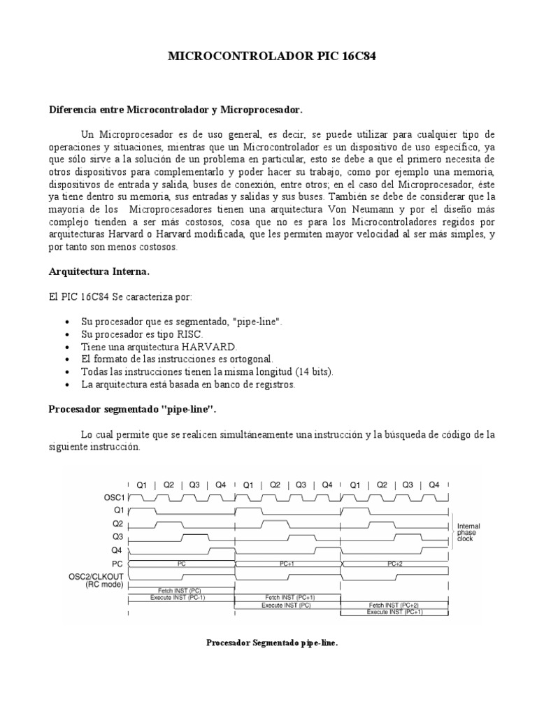PIC16C84 | PDF | Unidad Central de procesamiento | Microcontrolador