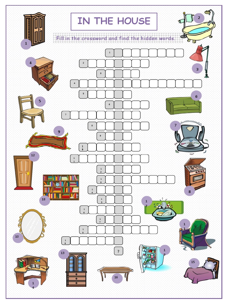 In The House: Fill in The Crossword and Find The Hidden Words | PDF ...
