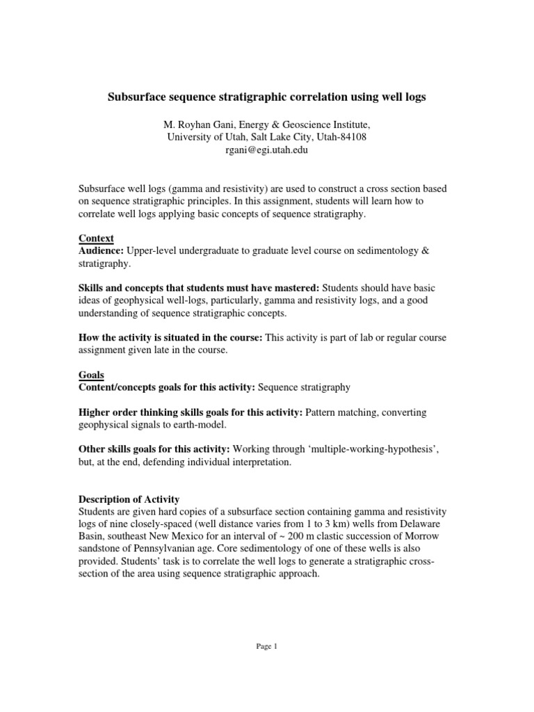 Well Log Correlation | PDF | Stratigraphy | Geology