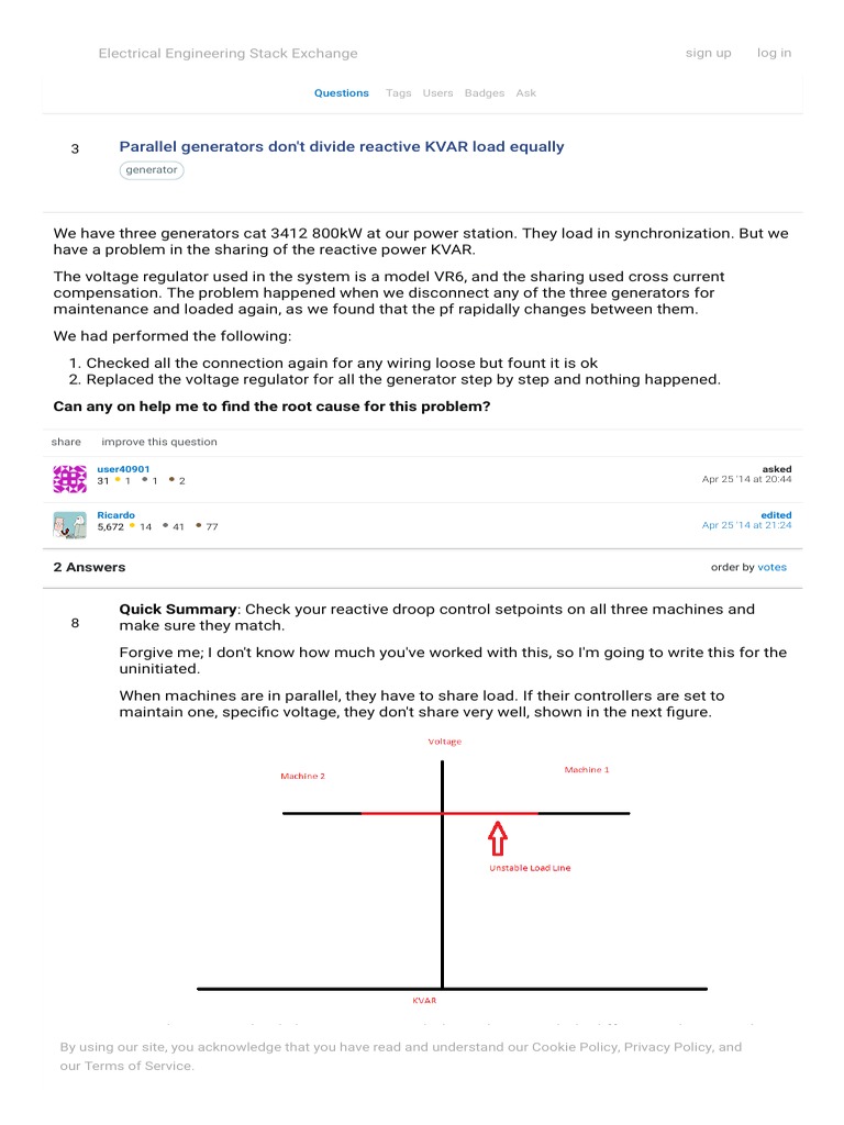 Parallel Generators Don't Divide Reactive KVAR Load Equally - Electrical Engineering Stack ...