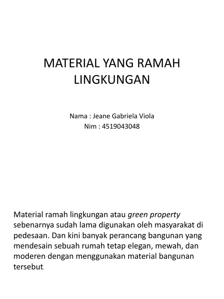Material Yang Ramah Lingkungan | PDF