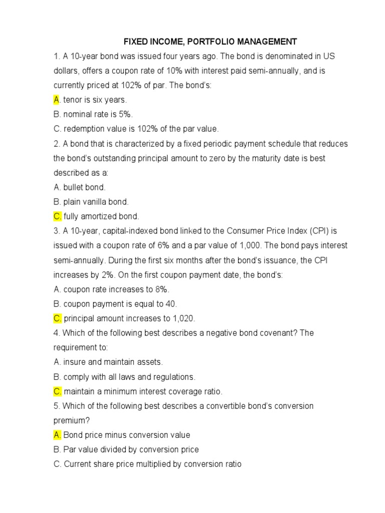 Fixed Income, Portfolio | PDF | Repurchase Agreement | Bonds (Finance)
