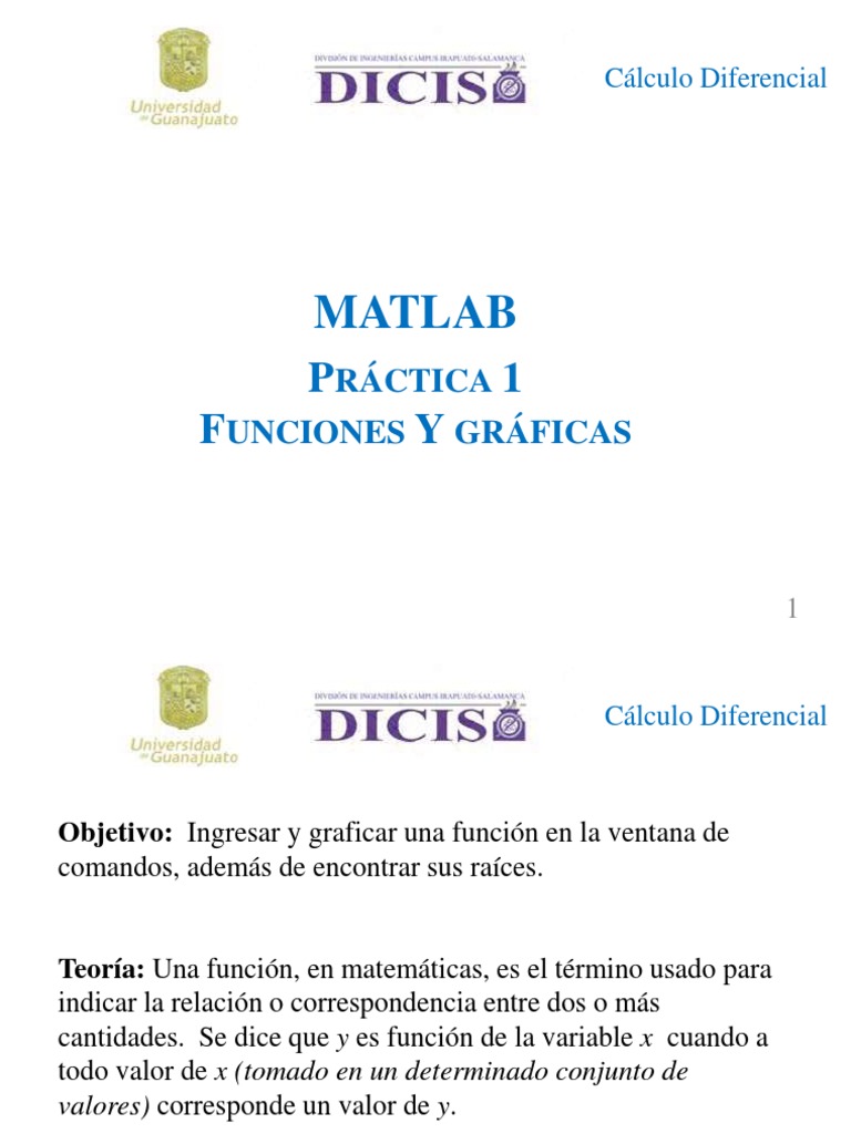 Funciones y Gráficas en Matlab | PDF | Función (Matemáticas) | Análisis matemático