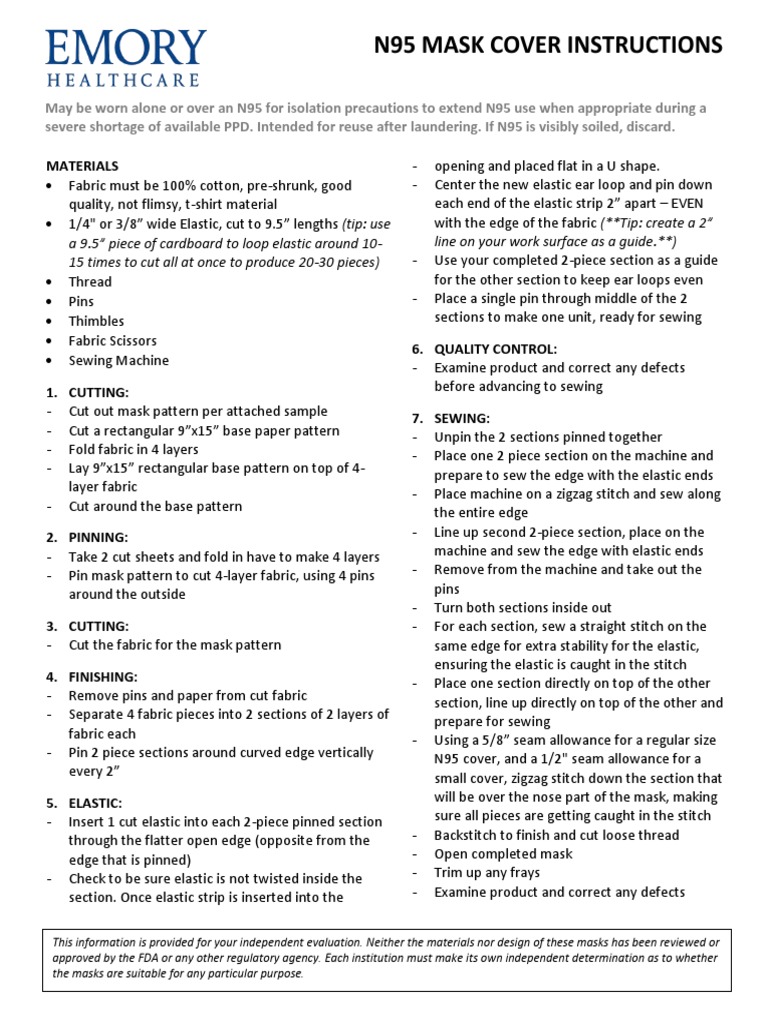 n95 Mask Cover Pattern Picture Tutorial | PDF | Sewing | Seam (Sewing)