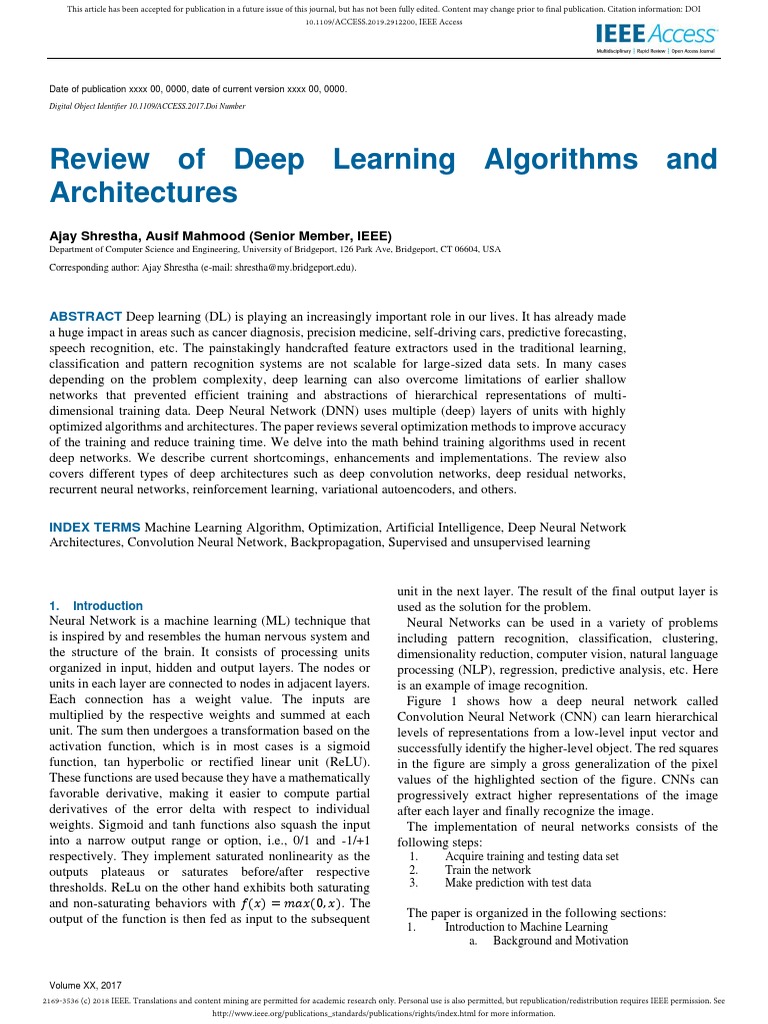 Review of Deep Learning Algorithms and Architectur | PDF | Deep ...