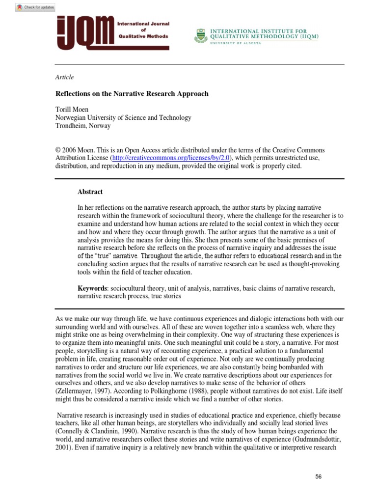 Reflections On The Narrative Research Approach: Article | PDF ...
